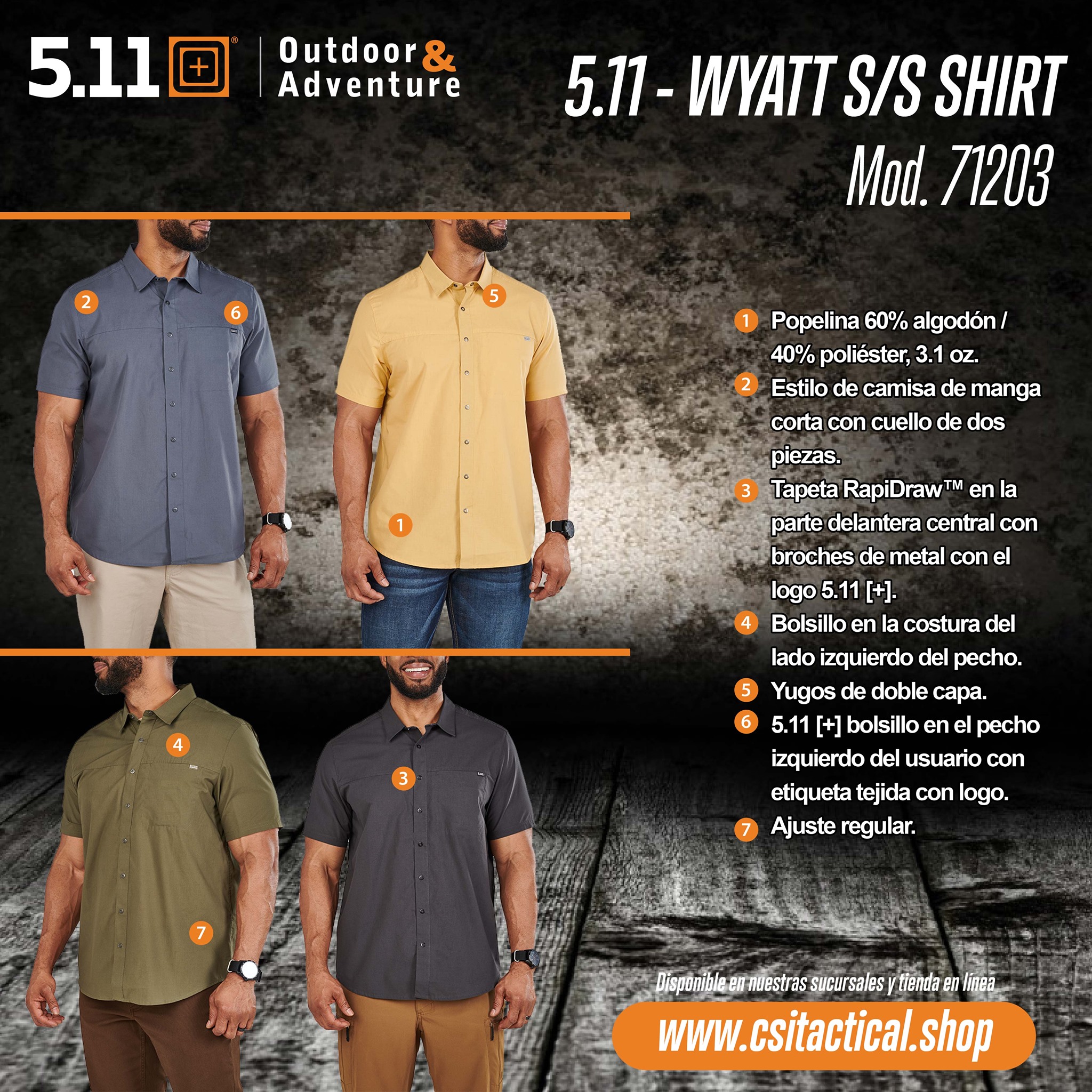 WYATT S/S SHIRT - Academia CSI Tactical